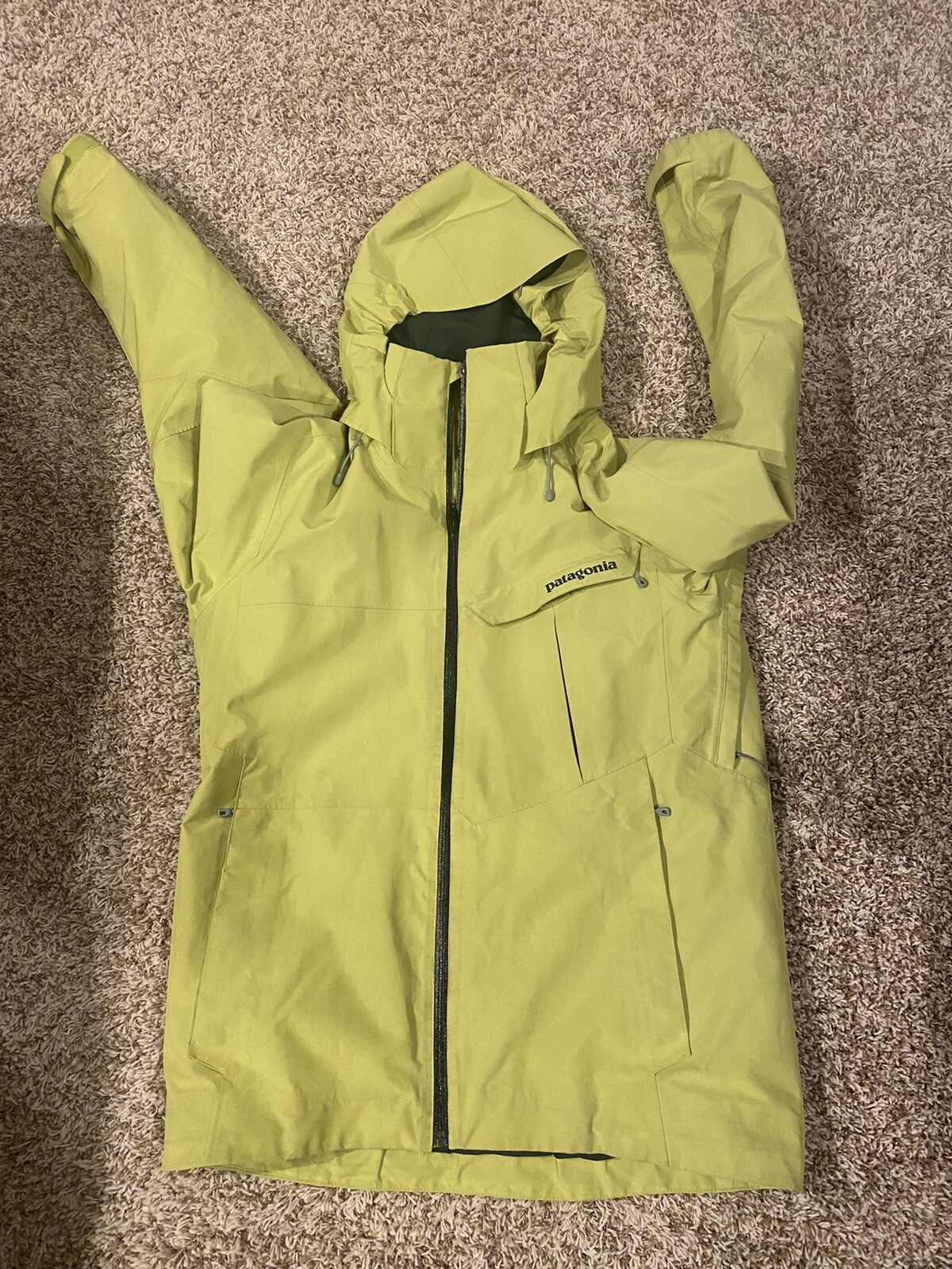 Patagonia Mens Goretex Jacket RECCO Medium Sharpie Yellow Green Ski ...