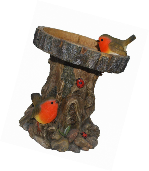 Tree Trunk Bird Feeder With Robins Vivid Arts Weather Resistant ...