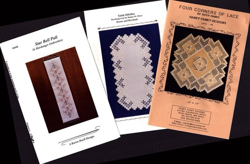 Hardanger Four Corners of Lace Hearts and Rosebuds Doilies Bell Pull ...