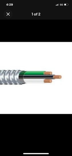 50’ 6/2 Metal Clad (MC) Cable with Ground, Aluminum Armored, Stranded ...