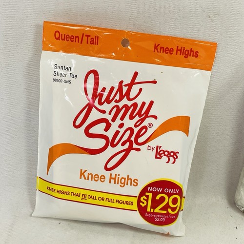 2 Pk Just My Size Knee Highs Size Queen Tall Suntan Pantyhose Sheer Toe ...