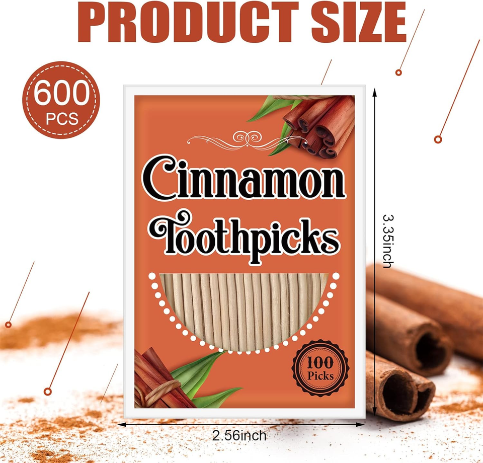 600 Pcs Toothpick Cinnamon Wood Flavored Cinnamon Toothpicks Bulk for ...
