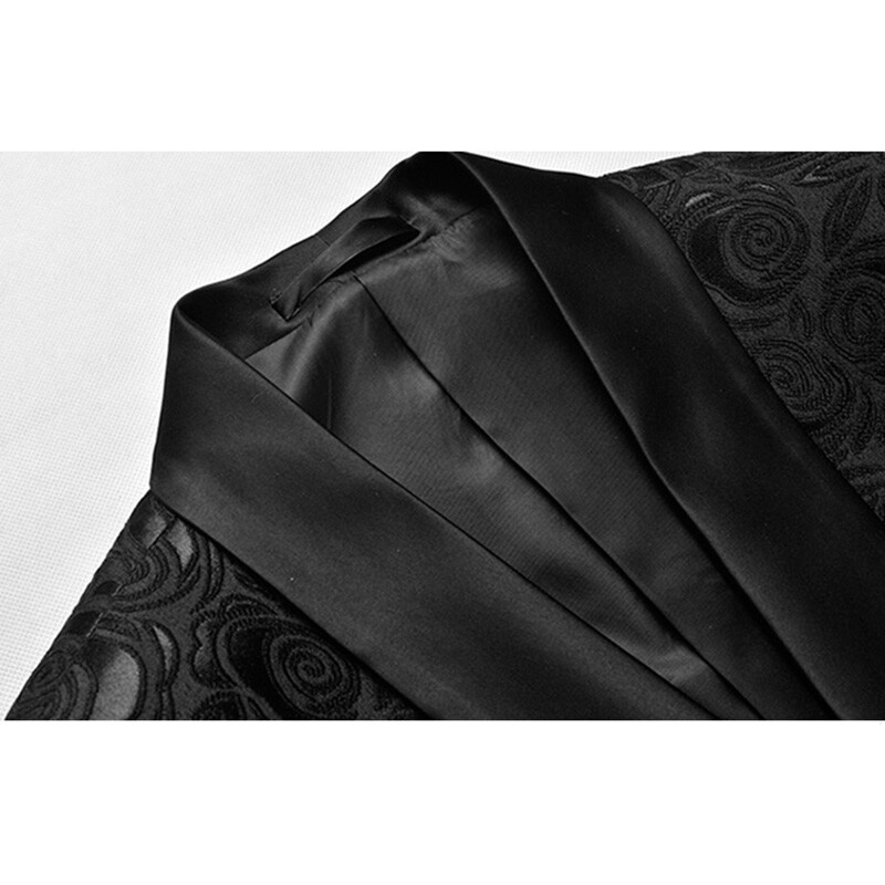 Men's Embossed Jacquard Flower Suit Blazer Dress Jacket Single Breasted ...