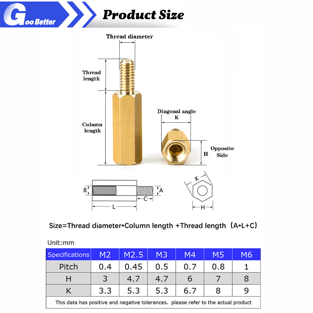 Male-Female M3 Spacer Thread Pillar Hexagonal Brass PCB Studs Standoff ...