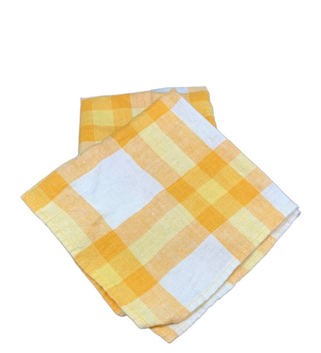 Pair of 2 Vintage Woven Cotton Yellow Plaid Kitchen Dish Cloths 12 ...