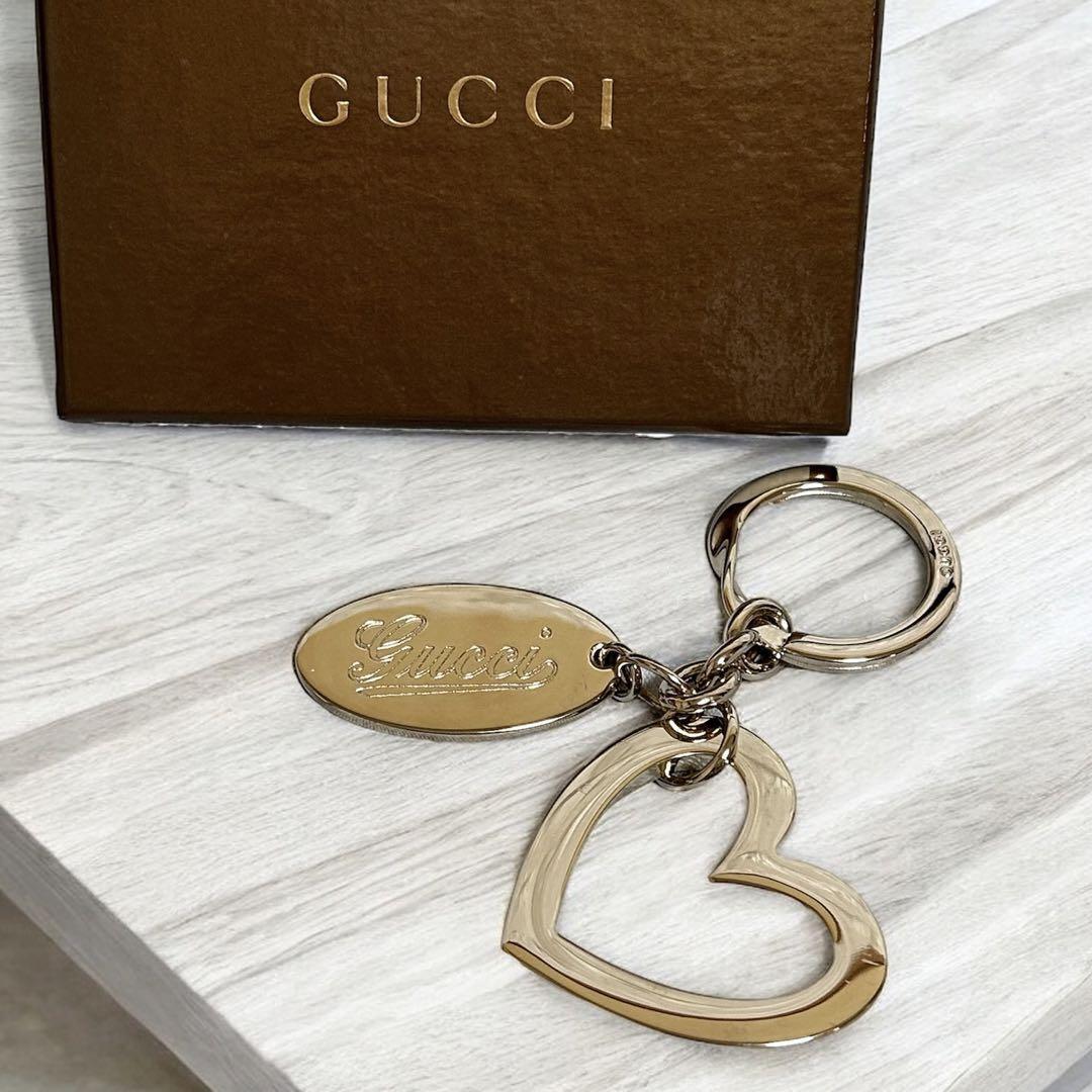 Gucci Logo Heart Plate Keyring Cain Holder Charm - Gem