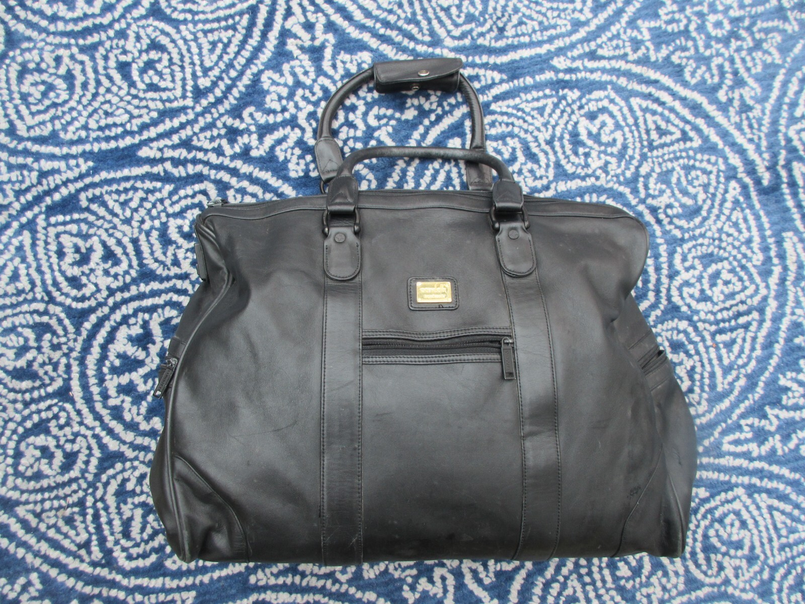 Vintage Condotti Handmade Designer Black Leather Travel Bag Holdall ...