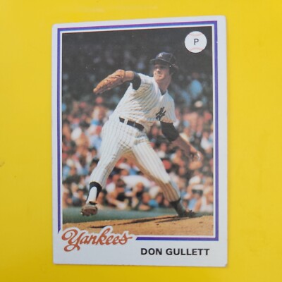 1978 Topps Burger King Card #8 Don Gullett New York Yankees NmMt Free ...