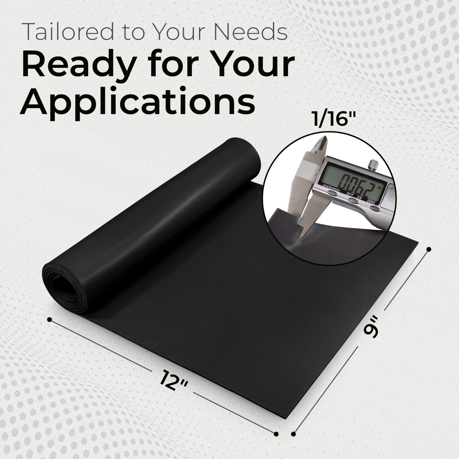 Neoprene Sheet 1/16 x 9 x 12 in 60A Rubber Strip Mat Gasket Material ...