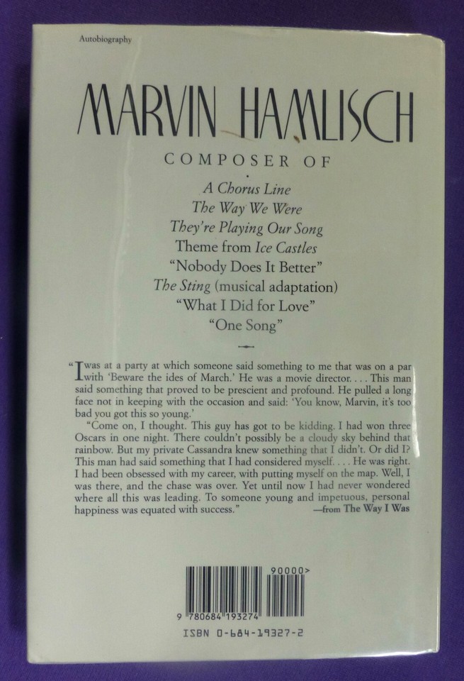 THE WAY I WAS - SIGNED BY MARVIN HAMLISH - HARDCOVER BOOK - COMPOSER ...