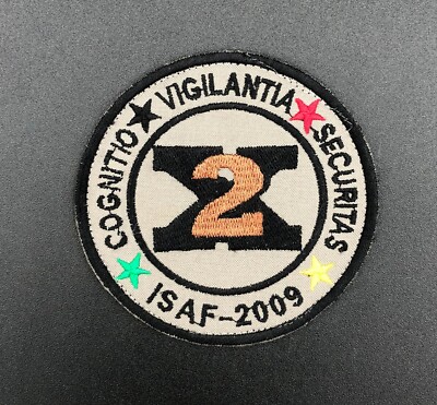 ISAF 2009 X2 Cognitio Vigilantia Securitas Theatre Made Patch OIF OEF ...