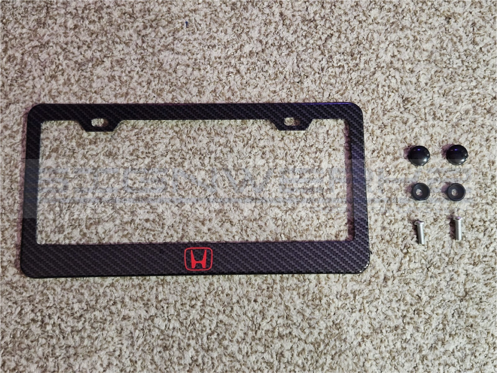 Honda Logo Red CF Printed Pattern Black Aluminum License Plate Frame | eBay
