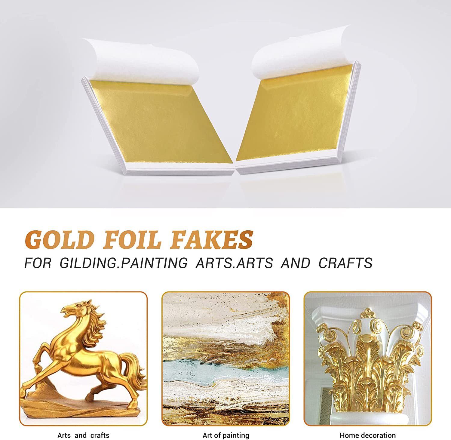 300× Imitation Gold Silver Leaf Sheets Foil Paper for Gilding Craft Art ...