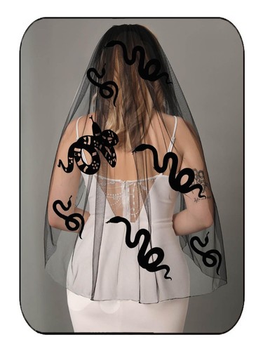 Black Snake Gothic Veil Short 1 Tier Halloween Veils with Comb ...