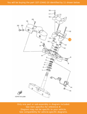 YAMAHA Holder, Handle Lower, 1D7-23442-20 OEM XV1900 | eBay UK