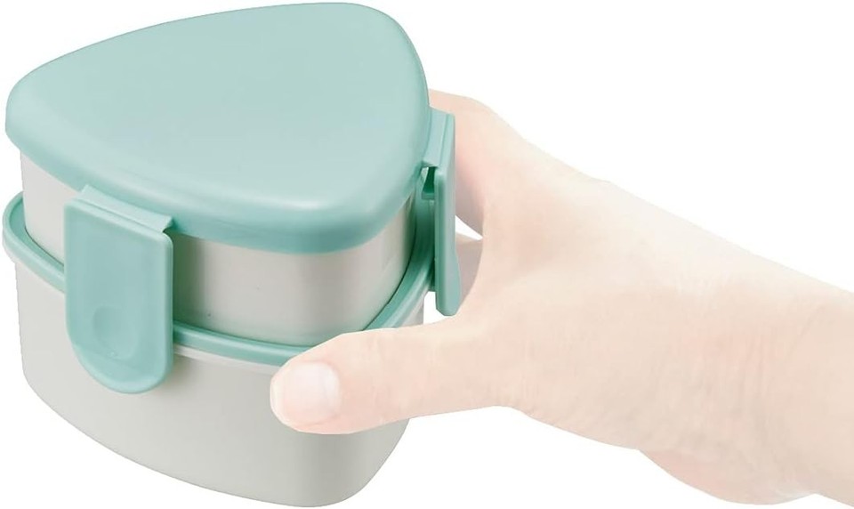 Skater Triangular Rice Ball Lunch Box 2 Tier 500ml With Fork Green Made ...