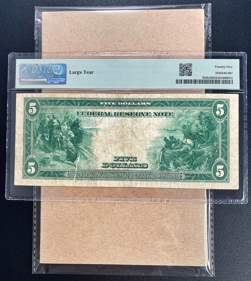 Fr. 833b 1914 $5 Federal Reserve Note NEW YORK "RED SEAL" PMG 25 - VF Comment | eBay