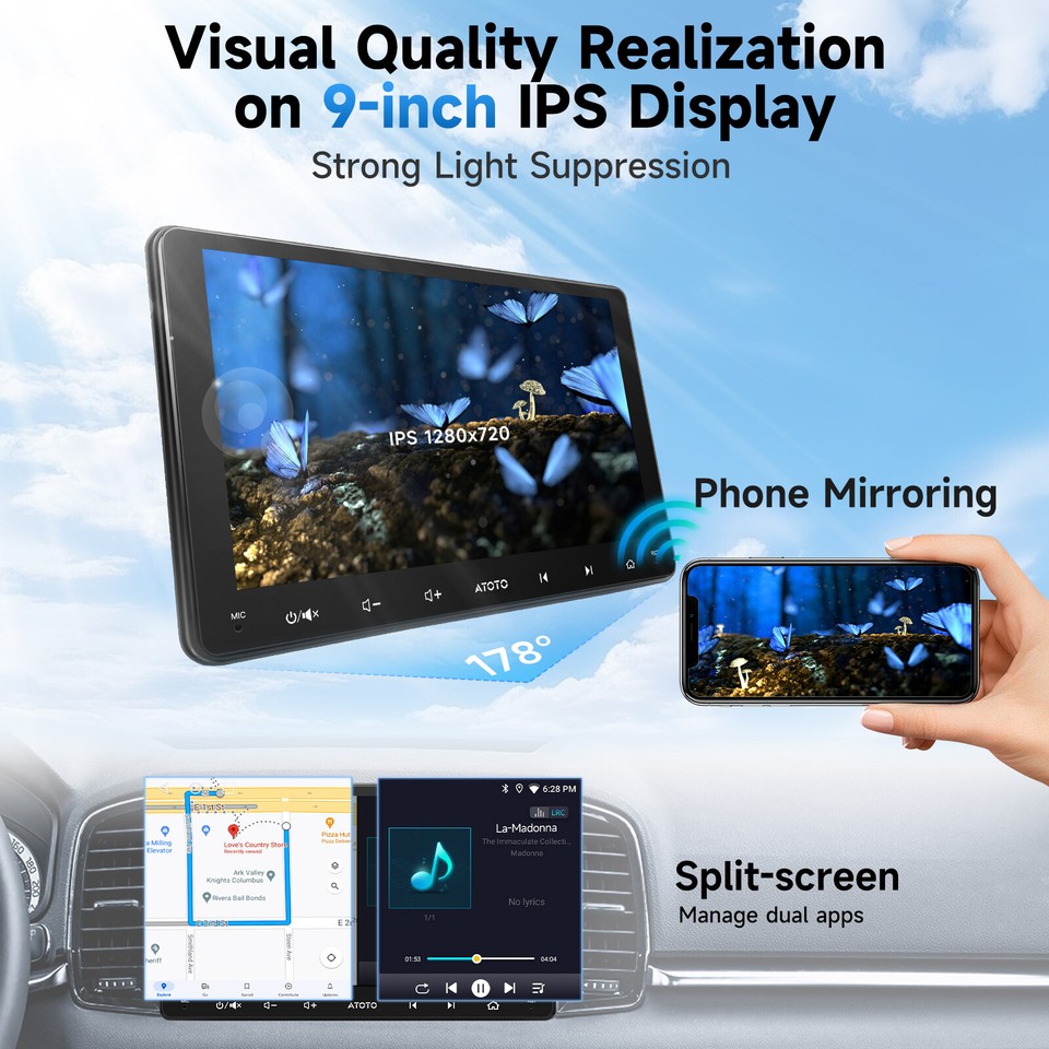 ATOTO 9 inch 2 DIN Car Stereo Apple Carplay Android Radio 2 DIN ...