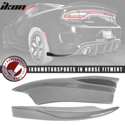 Fits 15-23 Dodge Charger V2 Style Rear Bumper Lip Side Apron Carbon ...