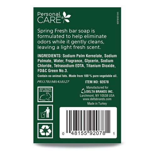 Personal Care Deodorant Soap, Spring Fresh, 3 oz - Pack of 2 (92078-1 ...