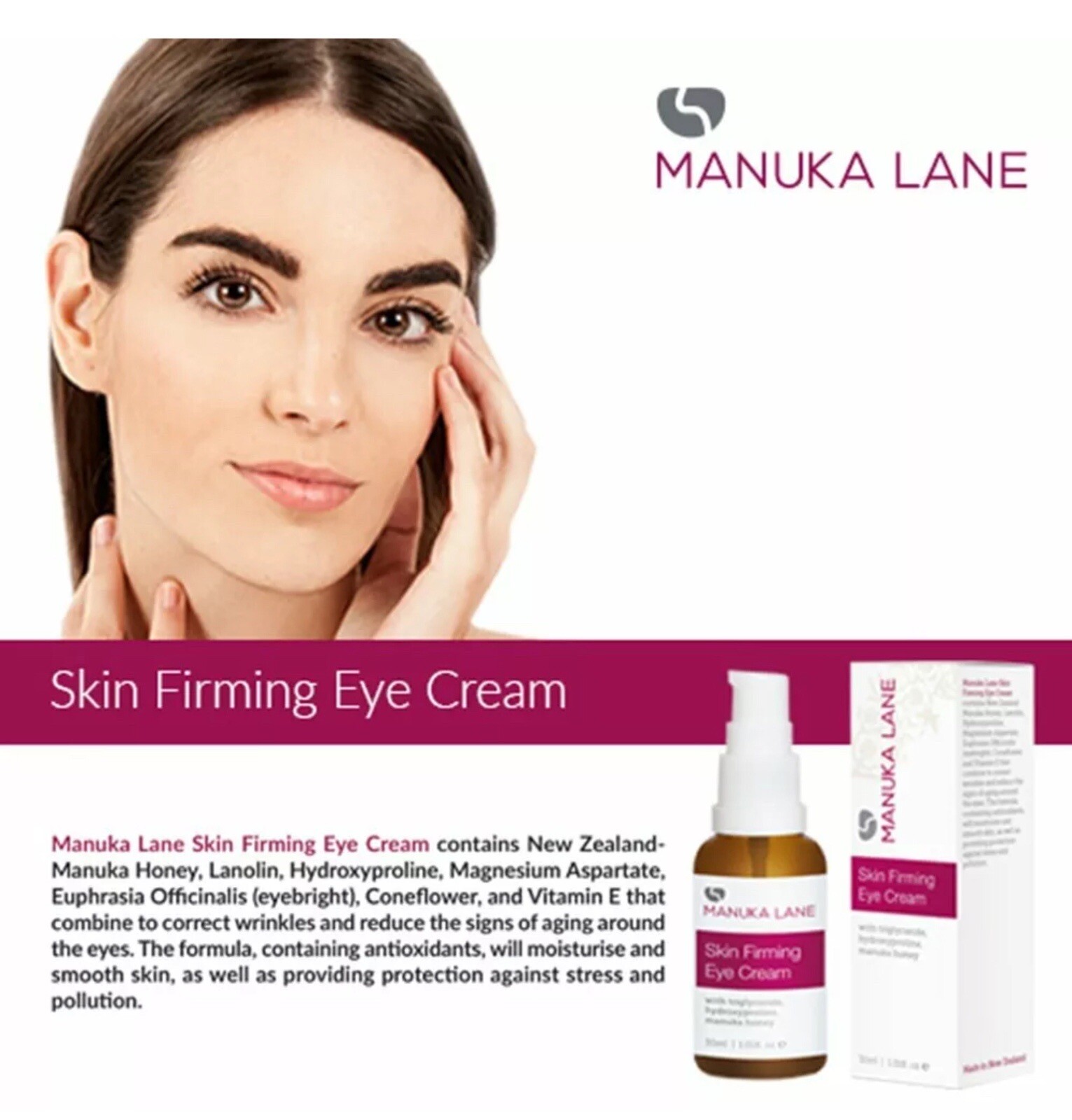 MANUKA LANE Eye Cream w/ Manuka Honey, Eyebright, Vitamin E, Lanolin 1. ...