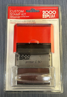 2000 Plus Printer C 50 Custom Stamp Kit Heavy Duty Black/Red Ink Create Your Own | eBay