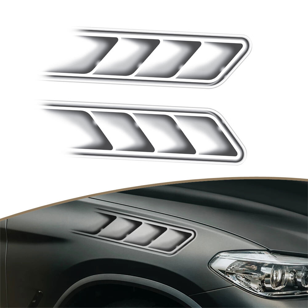 2Pcs 3D Fake Vents Decorative Side Vents Decals stickers Car Styling ...