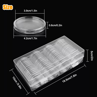 60PCS Coin Holder Capsules Case 39mm Clear for 1 Oz Silver Dollar w ...