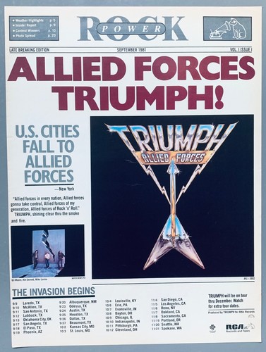 TRIUMPH 1981 vintage POSTER ADVERT ALLIED FORCES CONCERT TOUR | eBay
