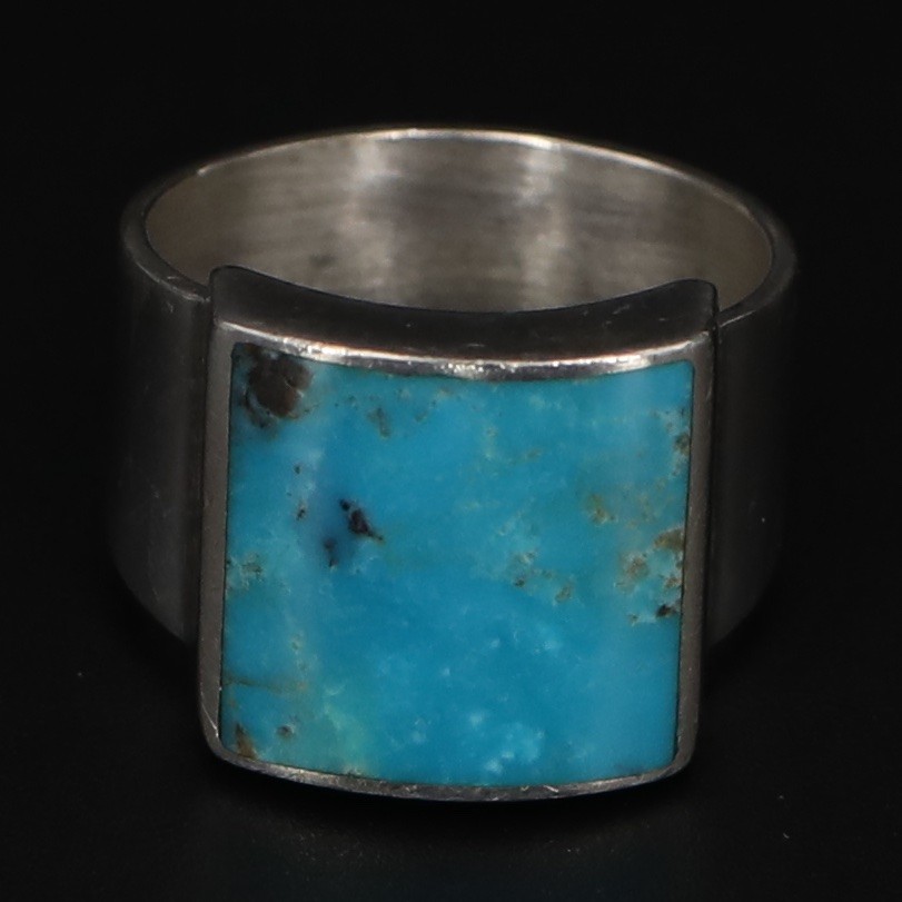 VTG Sterling Silver - DTR JAY KING Turquoise Inlay Statement Ring Size ...