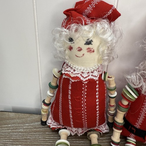 Primitive Vintage Handmade Santa & Mrs. Clause 1997 Button Legs - B1 | eBay