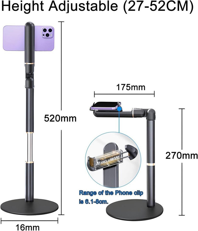 Overhead Phone Mount for Filming, Hands-Free Desk Phone Stand ...