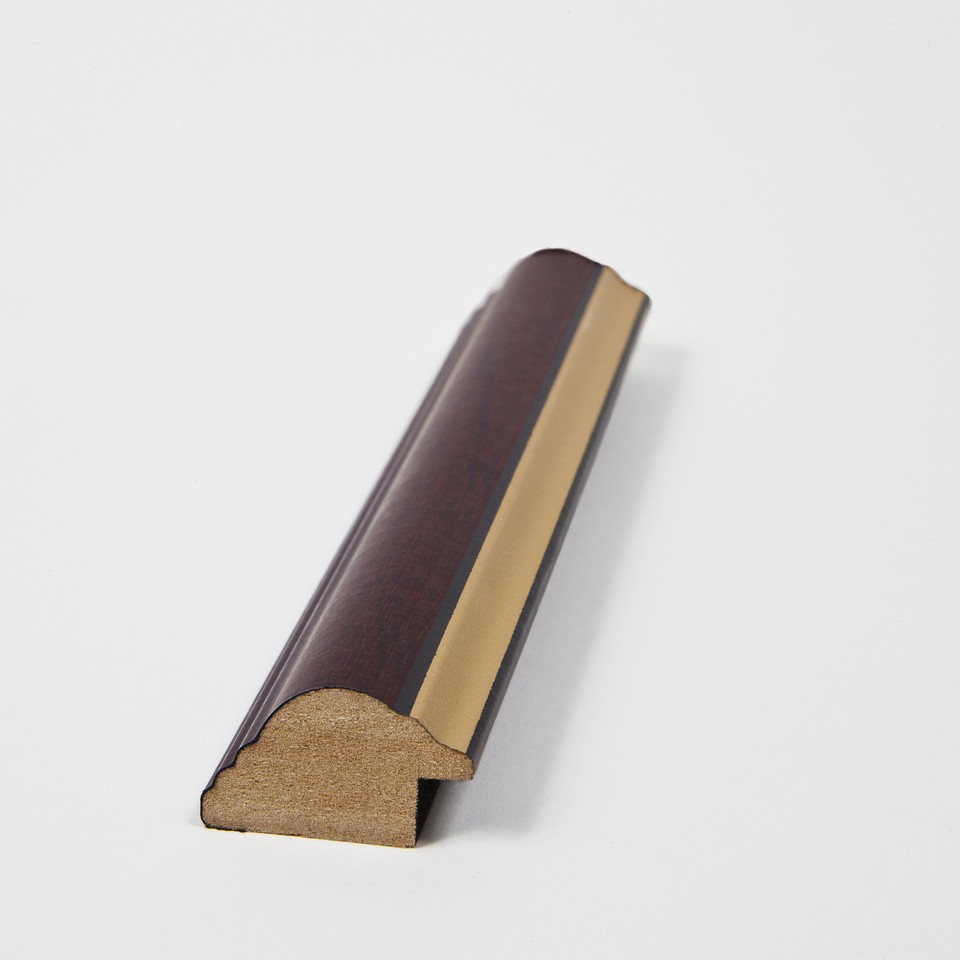 ArtToFrames Picture Frame Custom 1.25" Brown Mahogany and Gold Slope ...