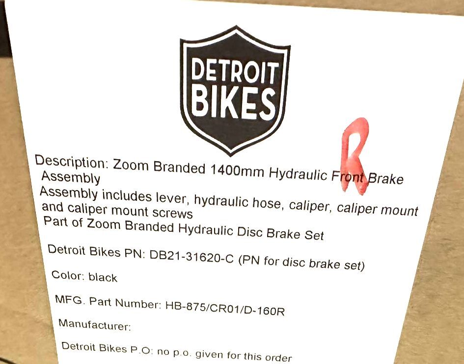 ZOOM HB-875 Bicycle Hydraulic Disc Brake Bike Rear 1400mm IS/PM New | eBay