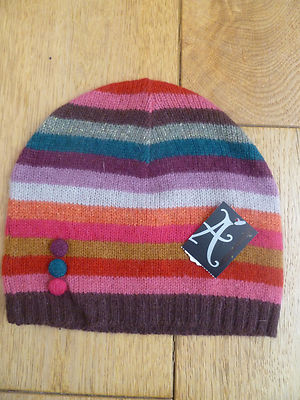 MONSOON ACCESSORIZE WOOL ANGORA BLEND STRIPED BUTTON BEANIE HAT ...