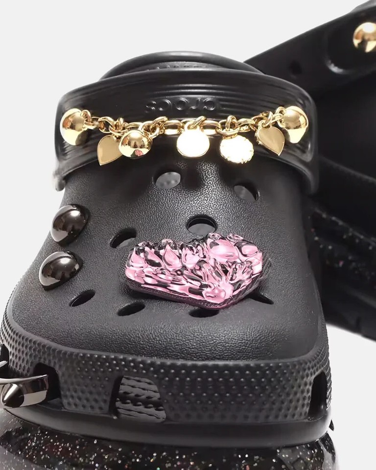 CROCS x ATMOS PINK MEGA CRUSH RAINBOW GLITTER CLOG BLACK US W10- RARE ...