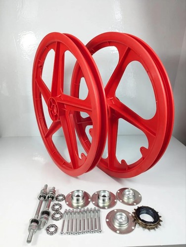 BMX Bicycle 20" PVC Sport Rim Tube Tires Complete Wheelset Hub Seat Red ...