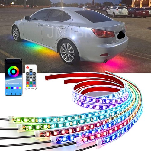 6PCS RGB Dreamcolor LED Car Underglow Lights Music Bluetooth APP Strip ...