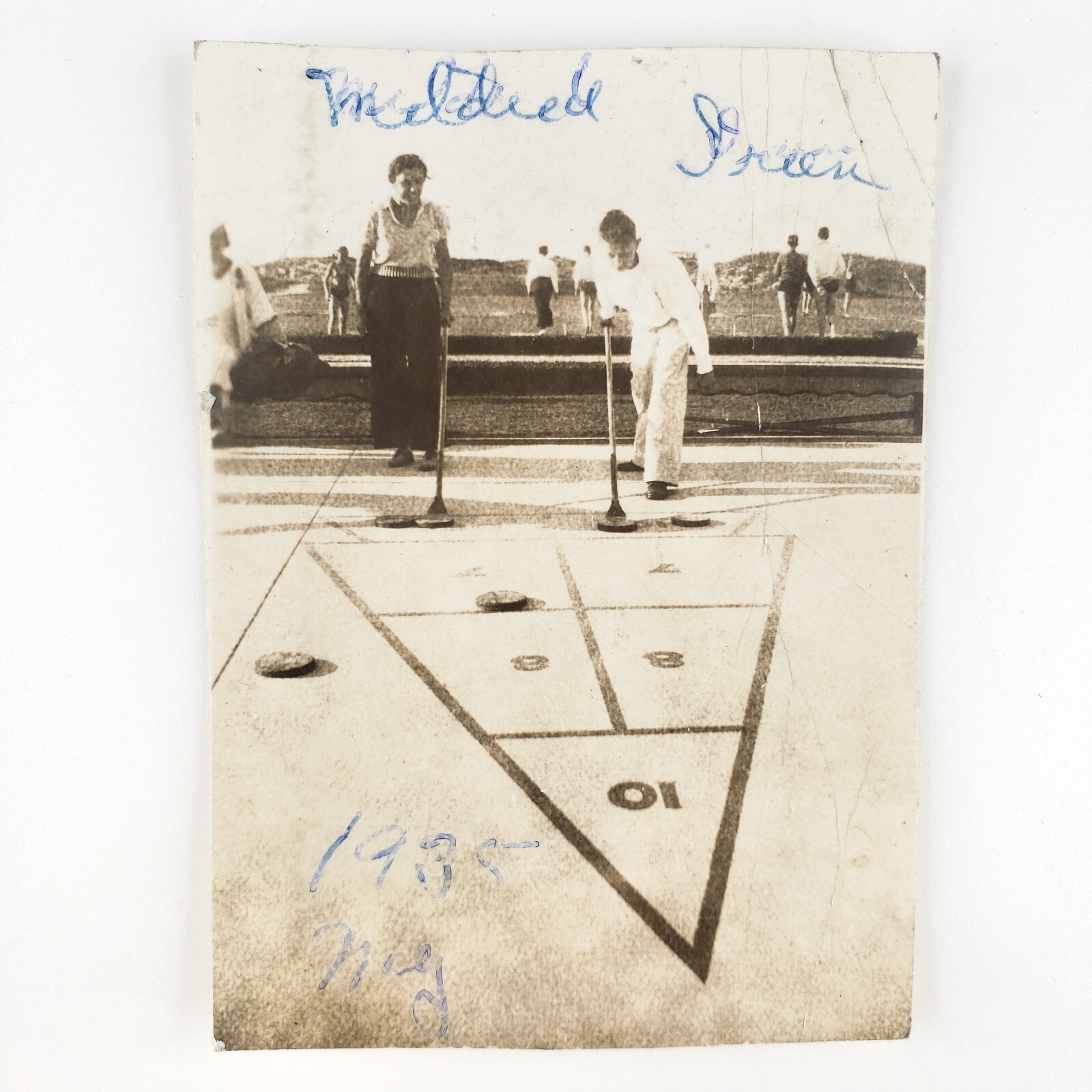 Jones Beach Shuffleboard Player Photo 1930s New York Game Playing ...
