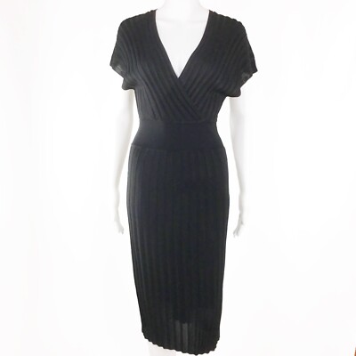 NEW! REISS Talitha V Neck Rib Knit Dress Black Sz S SRP $350 | eBay