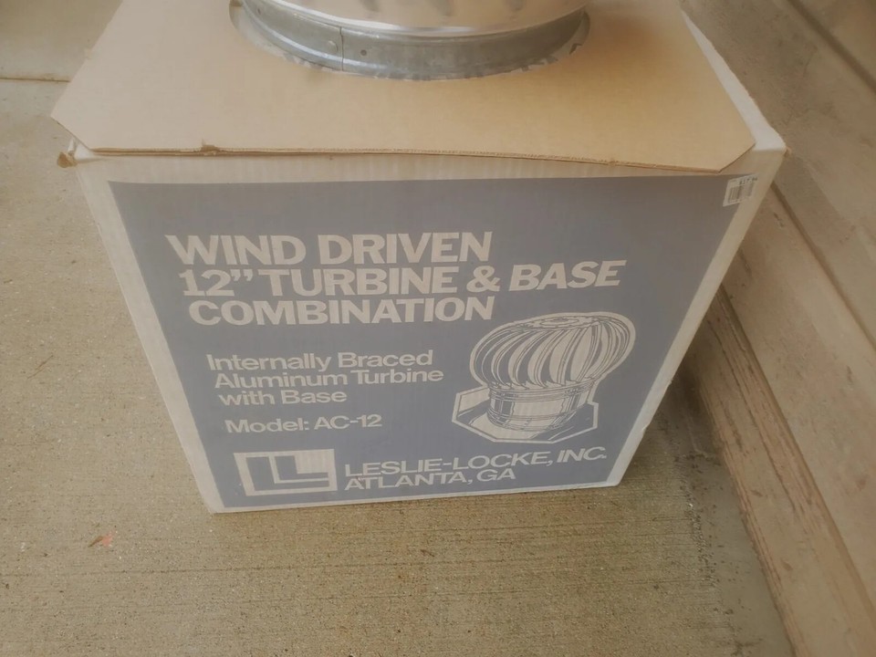 Galvanized metal spinning turbine roof vent 12" opening with flashing ...