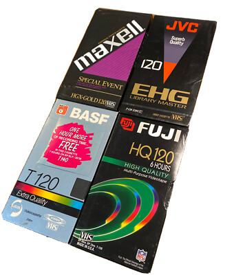 Lot of 4 New VHS Video Tapes High Quality 6-8 hrs 120 Maxell JVC BASF ...