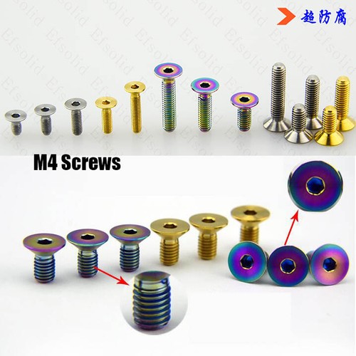 2pc M4x10/14/15/20mm Titanium Flat Head Soket Head Cap Screws Blots ...