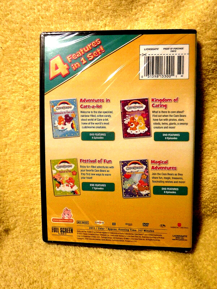 NEW/SEALED DVD SET! 4 FEATURE SET, CARE BEARS 4 FILMS! 352 MINUTES, NR ...