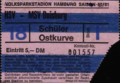 Ticket Bl 80/81 Hamburger Sv - Msv Duisburg, Students East Curve | eBay