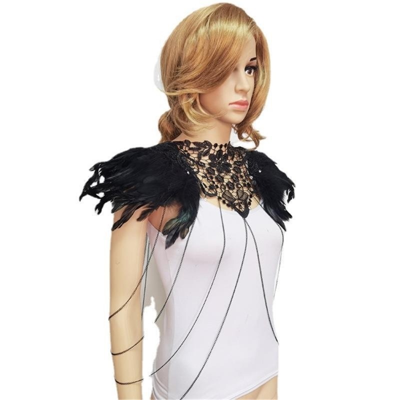 Feather Epaulette Body Chain Halloween Costume Feather Epaulet Shoulder ...