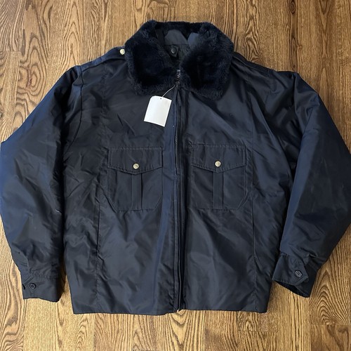 VTG Police 3-in-1 Modular Jacket Blue Bomber Faux Fur Collar Nylon ...