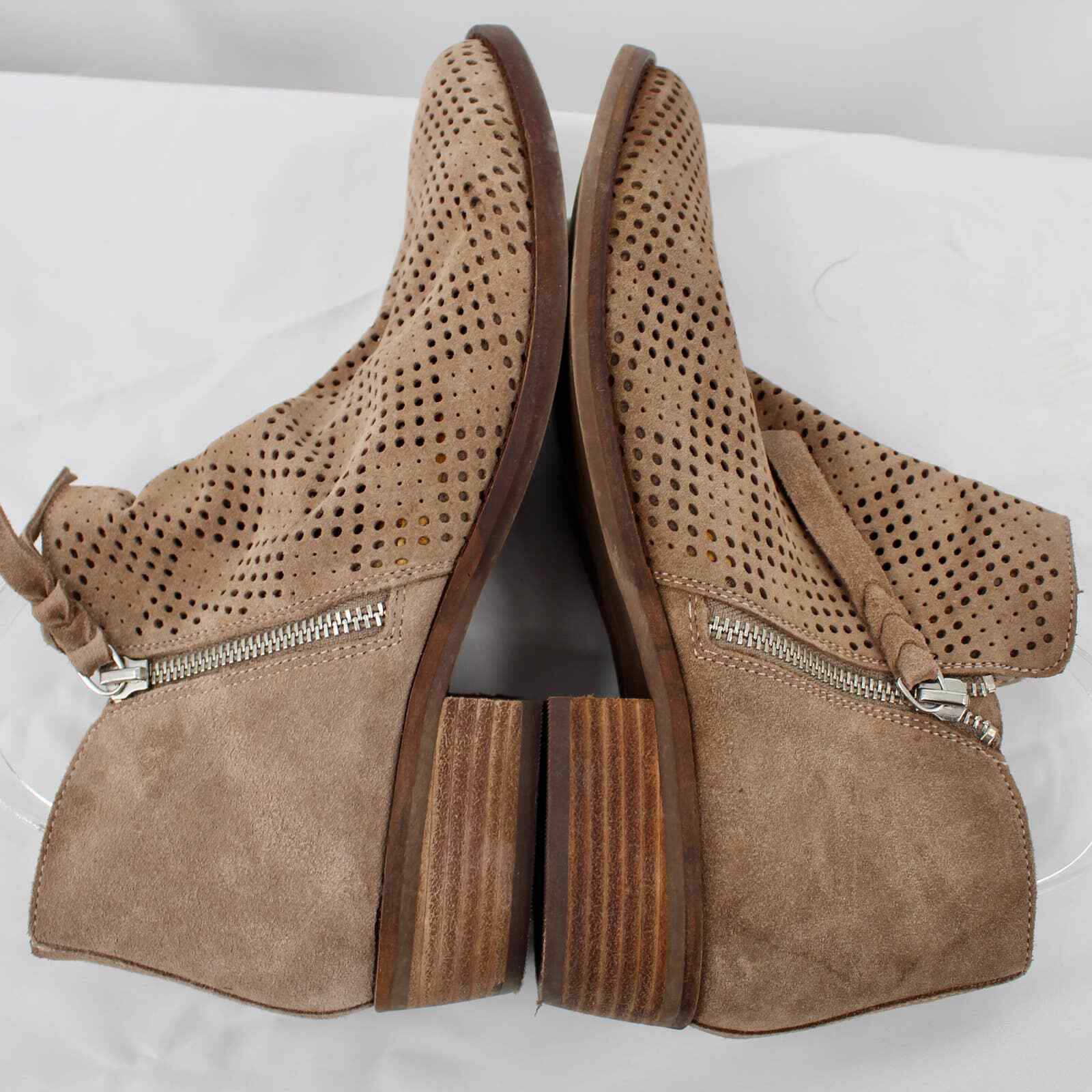 Dolce Vita Sofie Perforated Suede Ankle Booties Taupe… - Gem