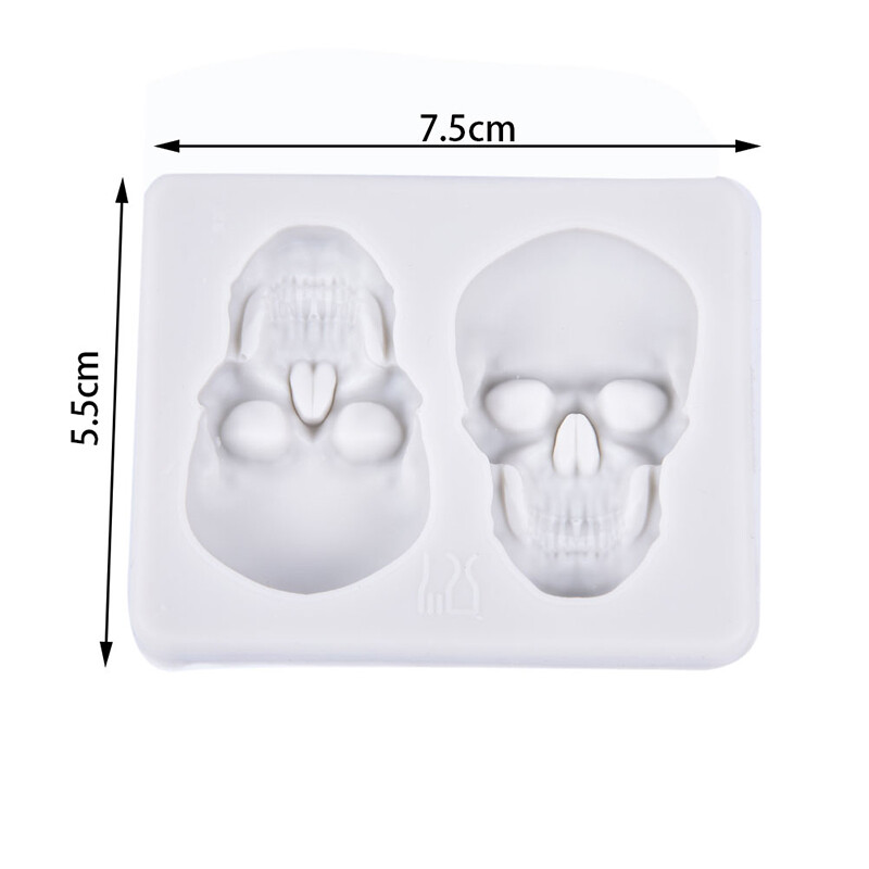 3D Skeleton Skull Head Silicone Mold DIY Candy Cake Decoration Mold ...