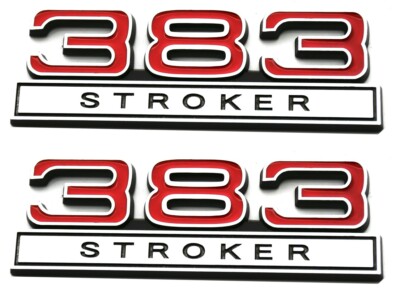 2pcs 383 Stroker 6.3L Engine Emblems Badge 3D Decals Chrome Red | eBay